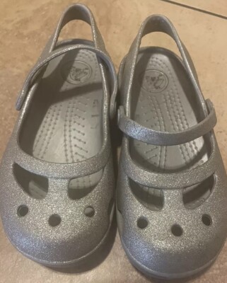 SHAYNA SILVER/GRAY/GLITTER GIRL'S MARY JANE CROCS SIZE 11 | eBay