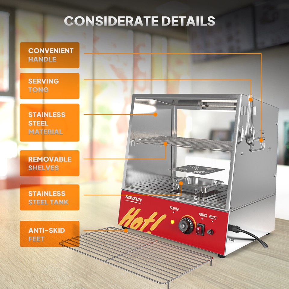 Hot Dog Steamer and Bun Warmer Cooker Hut Steamer 500W for Party Event ...