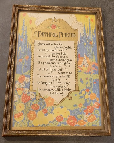 Vintage Motto Graph Original Frame "A Faithful Friend" Cincinnati Art ...