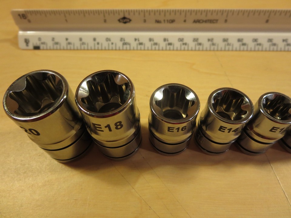 MATCO ADV 1/4",3/8", 1/2" DR 11-Pc. Inverted Torx SOCKET SET E4 thru ...