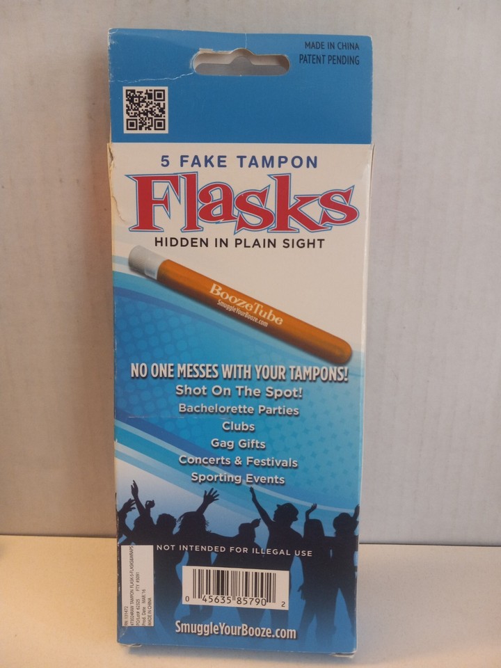 Smuggle Your Booze 5 Fake Tampon Booze Tubes Alcohol Flask Concert ...