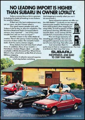 1982 Subaru Wagon Sedan 4wd Original Advertisement Print Art Car Ad ...