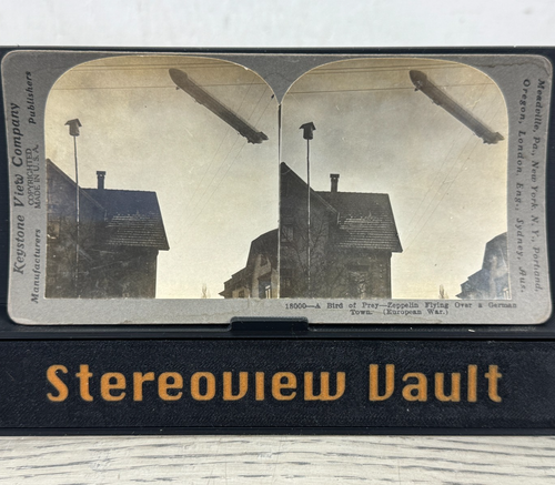 Stereoview Keystone #18000 Zeppelin Airship Over German Town WWI ...