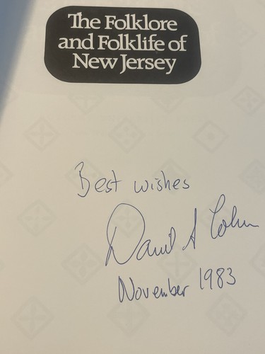 David Steven Cohen The Folklore And Folklife Of New Jersey Rare Signed ...