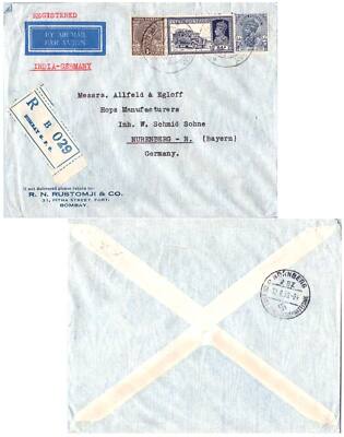 India 1a and 2a6p KGV and 8a KGVI Mail Truck 1939 Bombay RMA Airmail ...