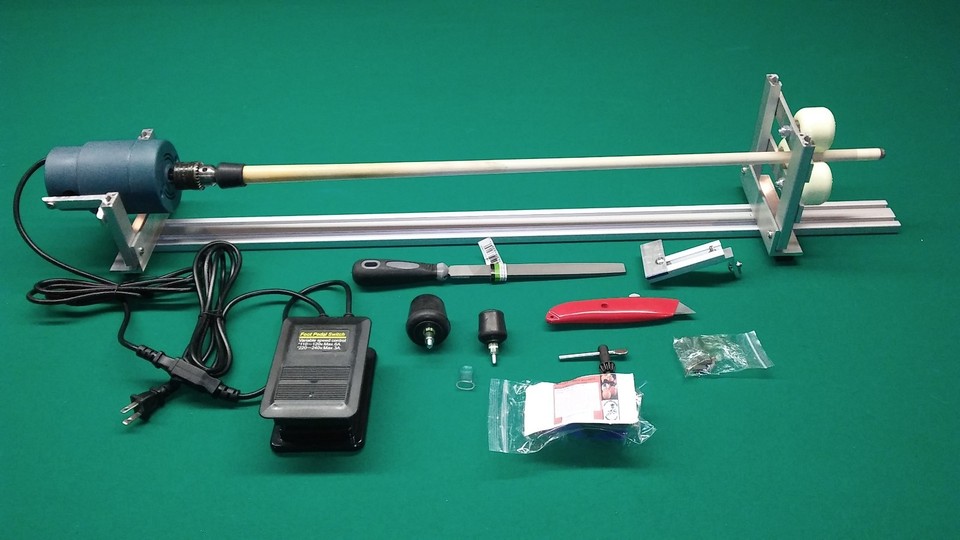 POOL CUE REPAIR LATHE CUE TIP SHAFT WRAP REFINISH TOOL with HOW TO ...