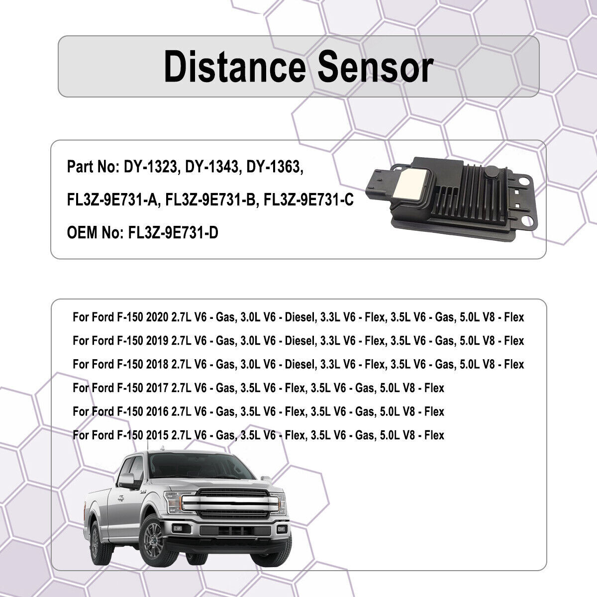 FL3Z-9E731-D Adaptive Cruise Control Radar Sensor For Ford F150 2015 ...