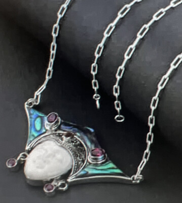 Bali Goddess Carved Multi Gemstone Necklace 22 Inches in Sterling ...