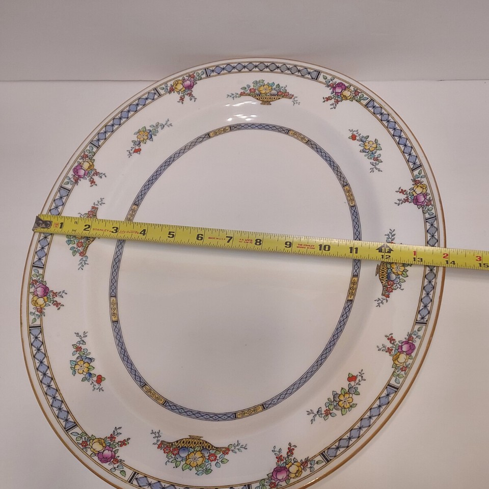 Vintage Oval Strathmore Multicolor Floral Gold Rim Serving Platters ...