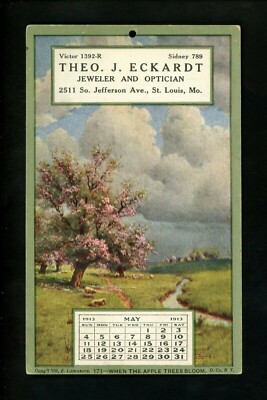 Optical Eye Postcard Advertising Calendar May 1913 Eckardt Optician St ...