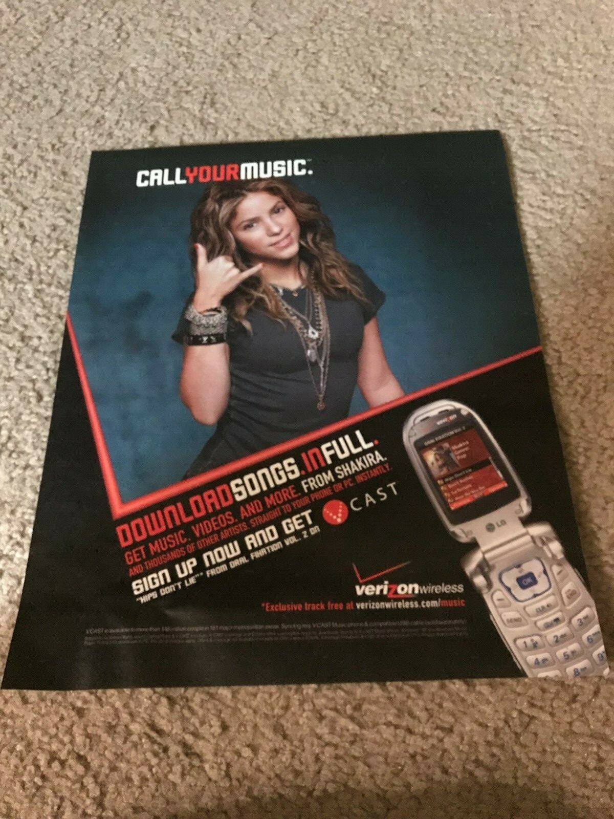 Vintage 2006 SHAKIRA VERIZON Poster Print Ad RARE | eBay