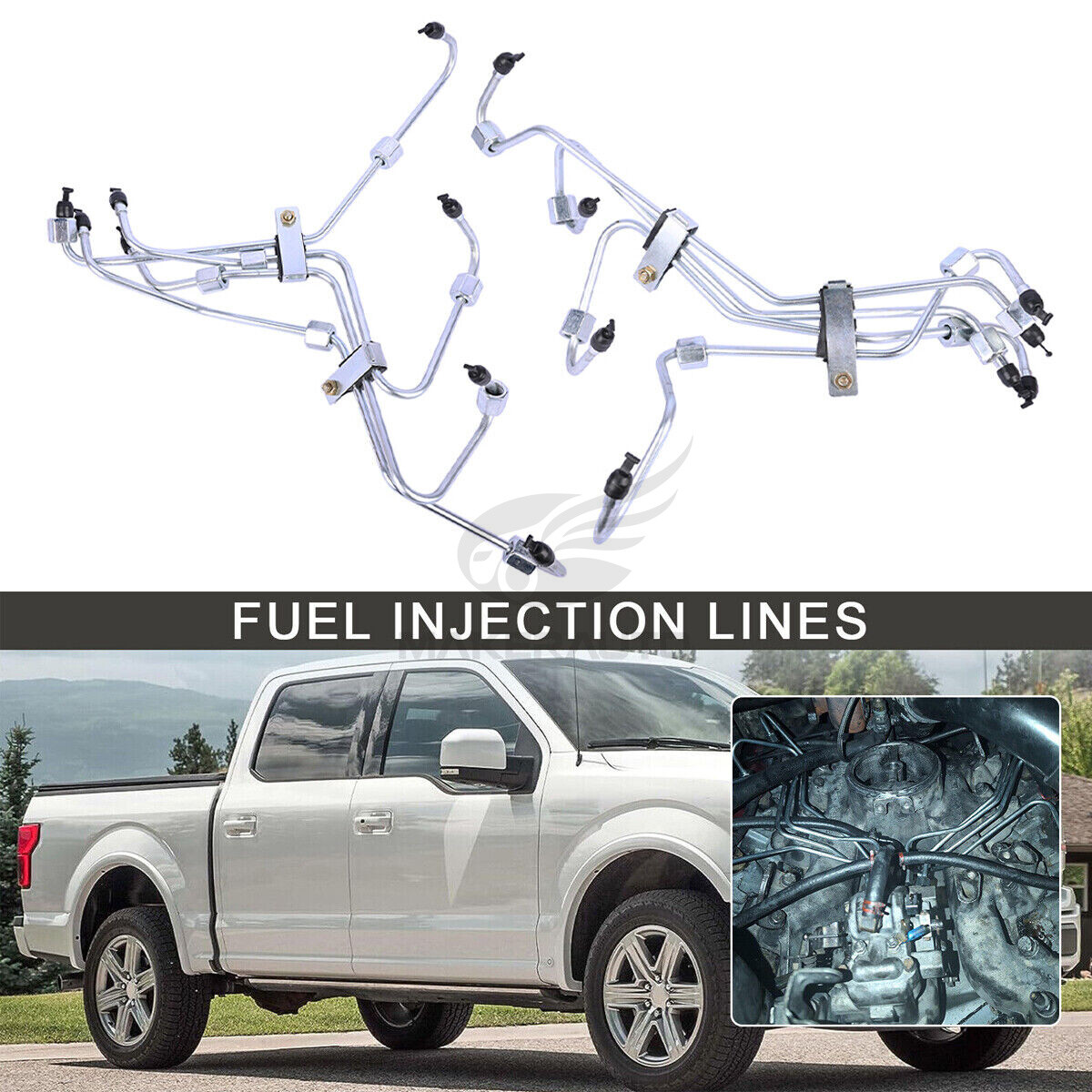 8 Fuel Injection Lines For Ford 6.9L 7.3L IDI Diesel 1983-1994 DE8TZ ...