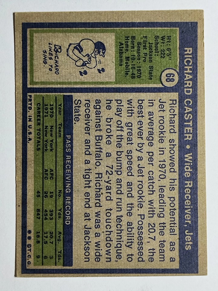 1972 Topps #68 Richard Caster RC (GOOD) | eBay