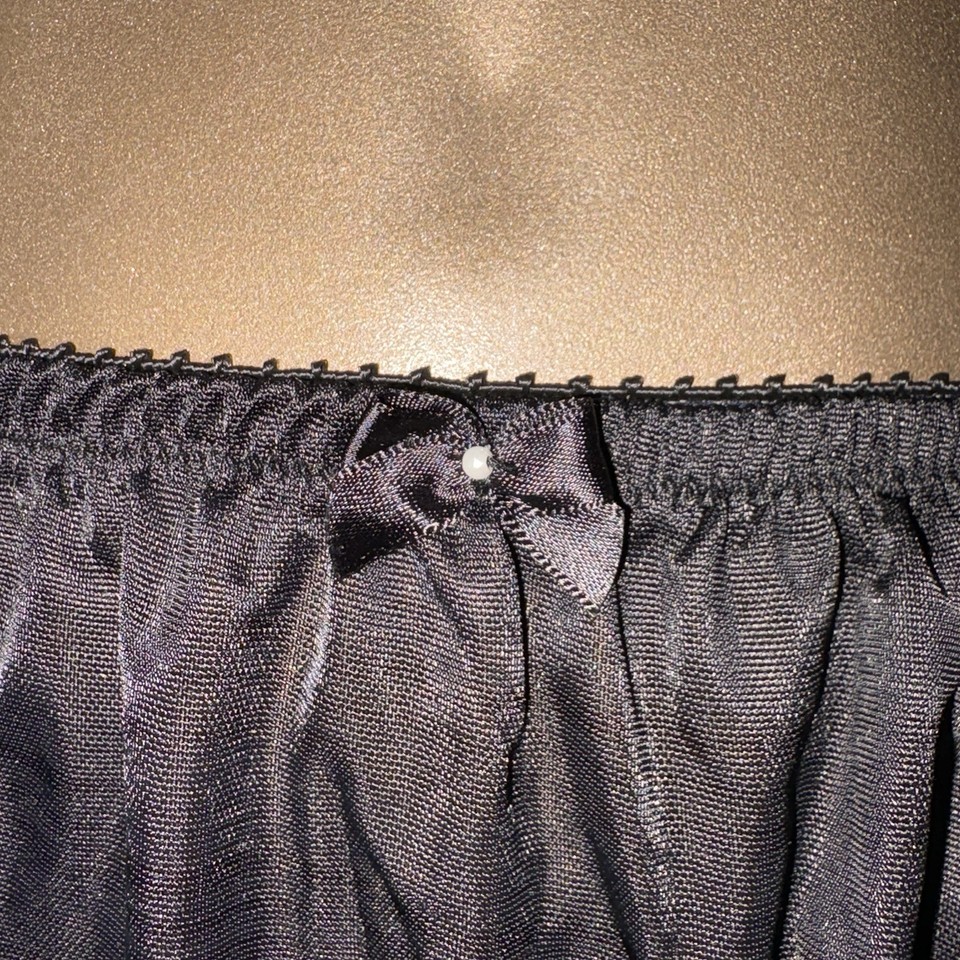 VTG M Nylon Panty Shiny Lace Soft Mushroom Gusset Sissy Bow black | eBay