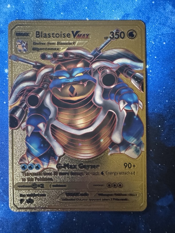 Pokemon Blastoise VMAX Gold Foil Card HP 350 Fan Art Near Mint ...