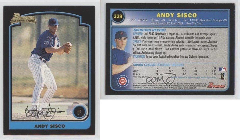 2003 Bowman Andrew Sisco Andy Sisco #328 0w8 | eBay UK