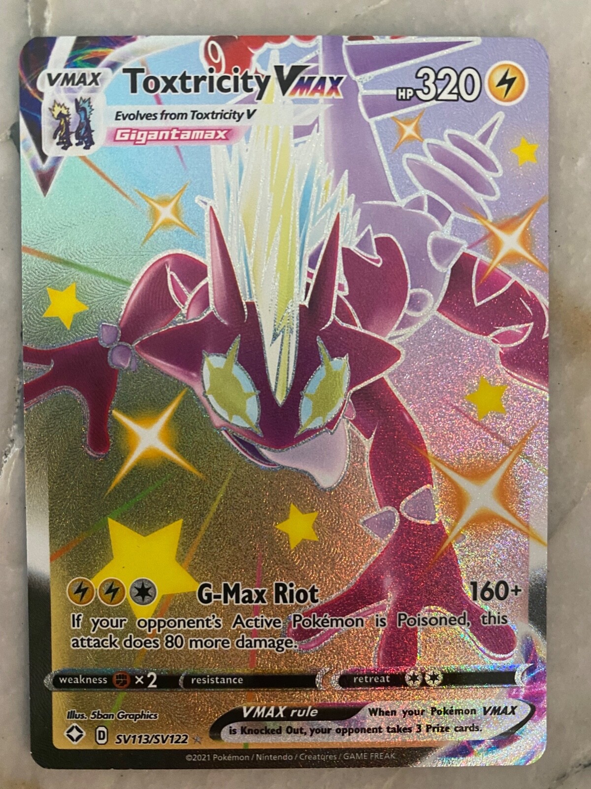 Toxtricity VMAX Rainbow Shiny Rare Full Art SV113/SV122 Shining Fates ...