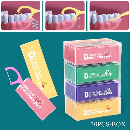 30Pc/Box Ultra-fine Fruit Flavored Dental Orthodontic Oral Care Floss ...
