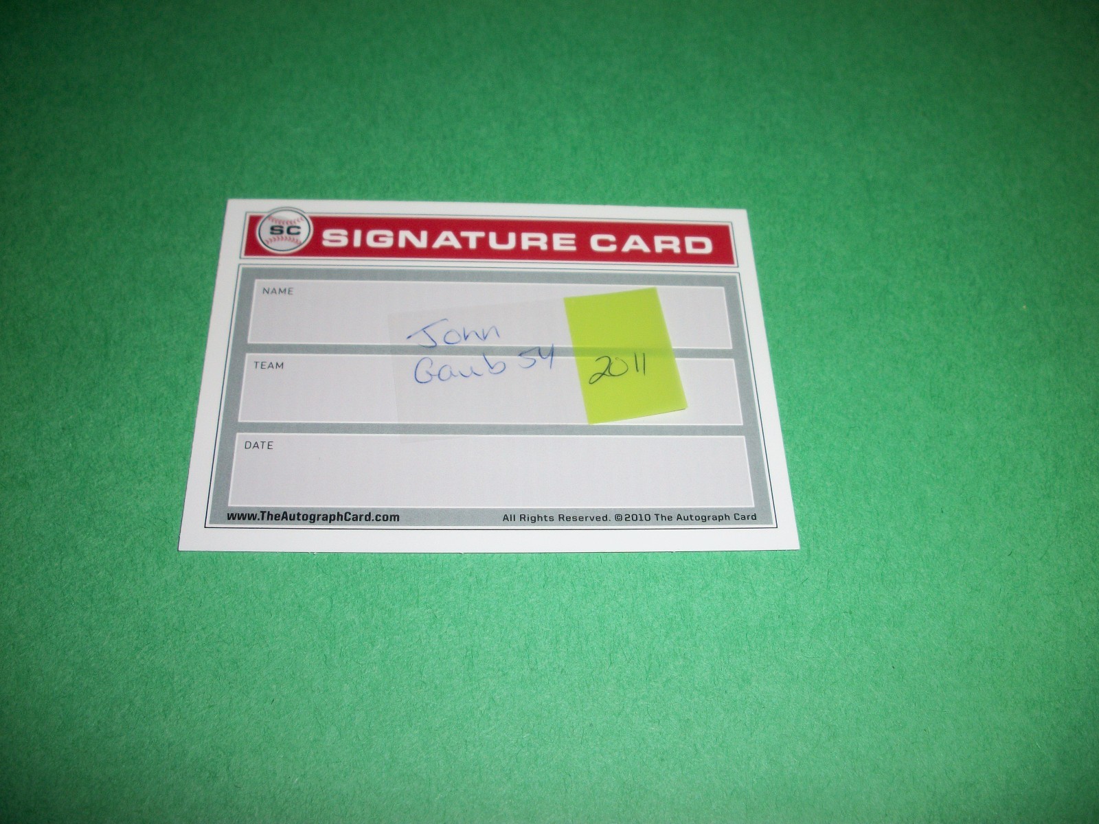 JOHN GAUB #54 SIGNED SIGNATURE CARD | eBay