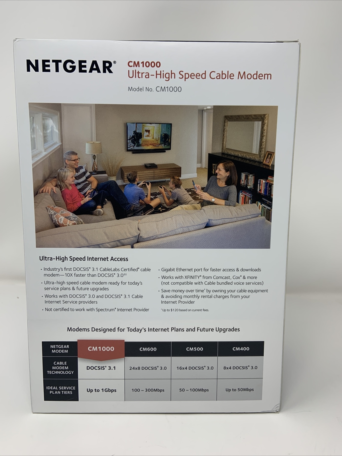Netgear CM1000 DOCSIS 3.1 Xfinity Compatible Ultra-High Speed Cable ...