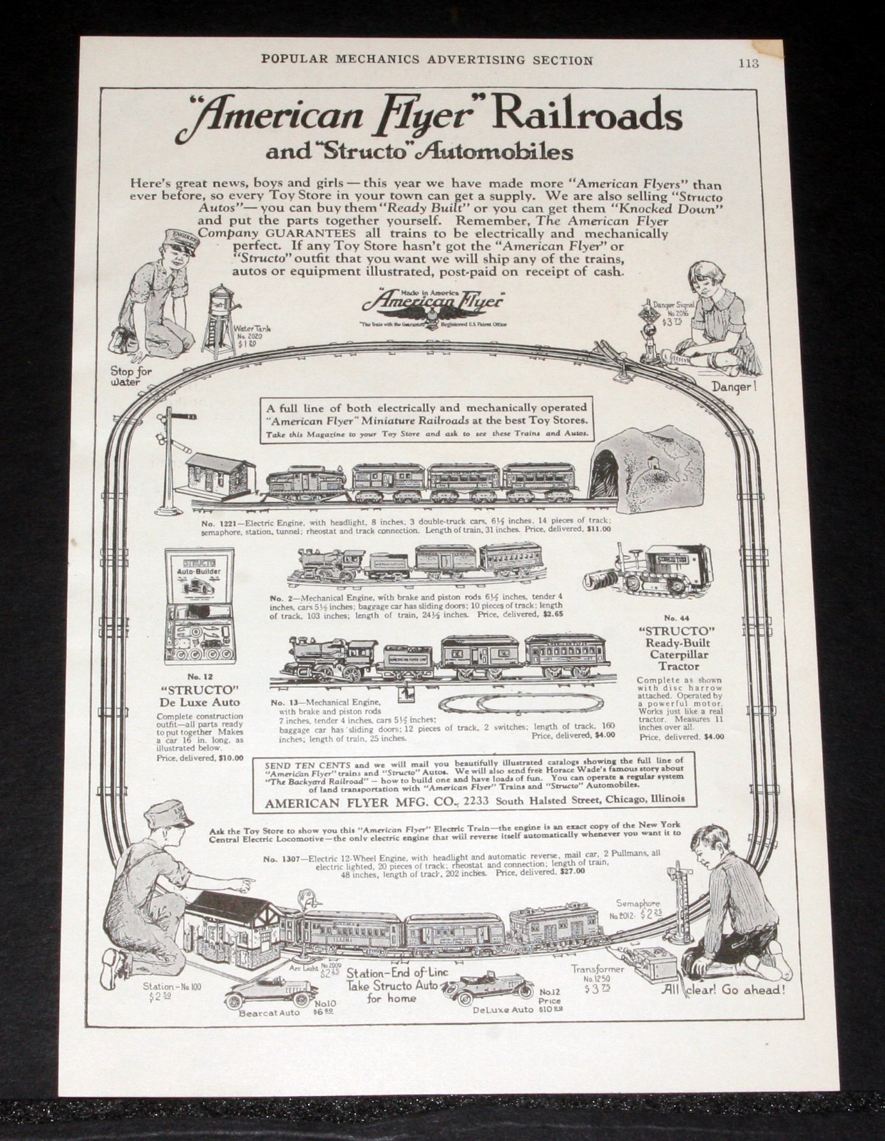 1923 OLD MAGAZINE PRINT AD, AMERICAN FLYER RAILROADS & STRUCTO ...