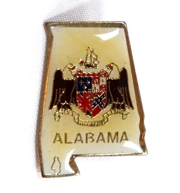 Alabama Coat Of Arms Seal Pinback Lapel Pin Confederate Union Jack ...
