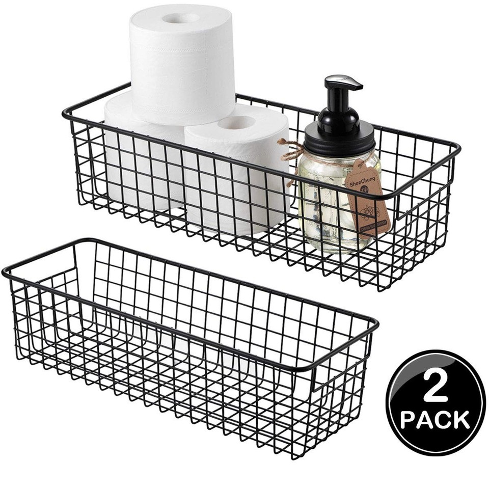 Farmhouse Decor Metal Wire Storage Organizer Bin Basket(2 Pack ...