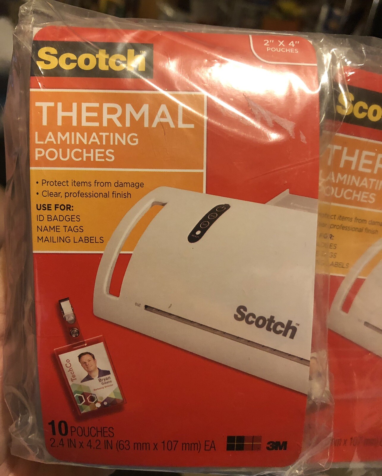 4 Packs of 10 Scotch Thermal Laminating Pouches 2x4 ID Badges Name Tags ...