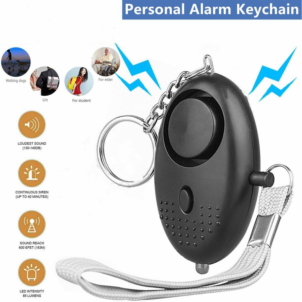 130DB Personal Alarm Keychain w/ LED Light Emergency Siren Safe Alarm ...