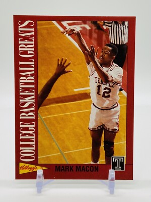 1992 Kellogg's Raisin Bran College Basketball Greats #16 Mark Macon ...