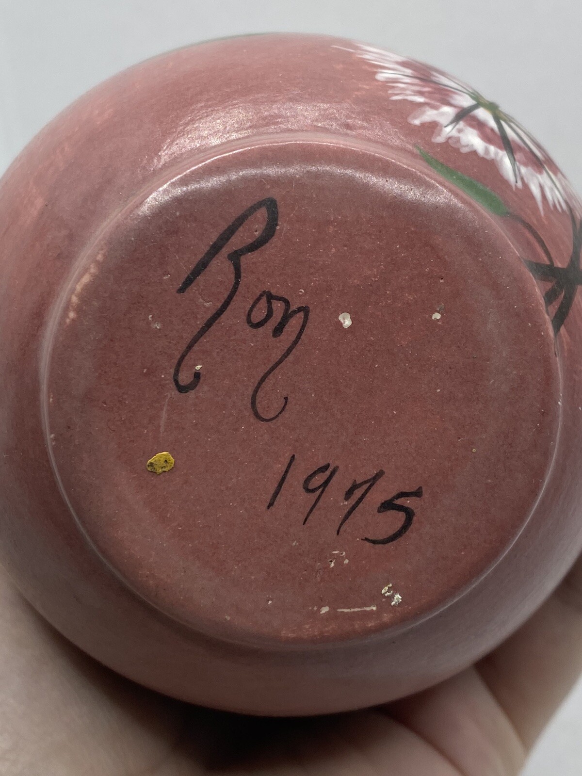 Vintage Handmade Handpainted Art Pottery Red Burgundy Vase By Ron 1975 ...