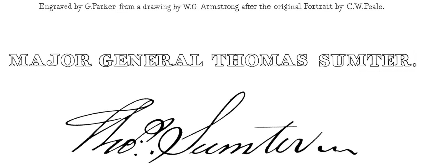 THOMAS SUMTER hand color engraving CW Peale pinx South "Carolina ...