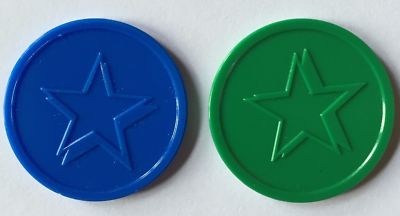 PLASTIC STAR TOKENS - BAG OF 100 - BLUE GREEN - HOME, SCHOOL, REWARD ...