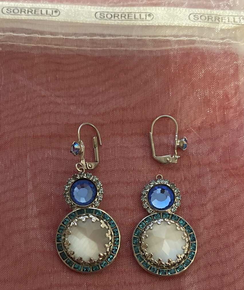 SORRELLI Jewelry Blue & White Handcrafted Crystal Double Circle ...