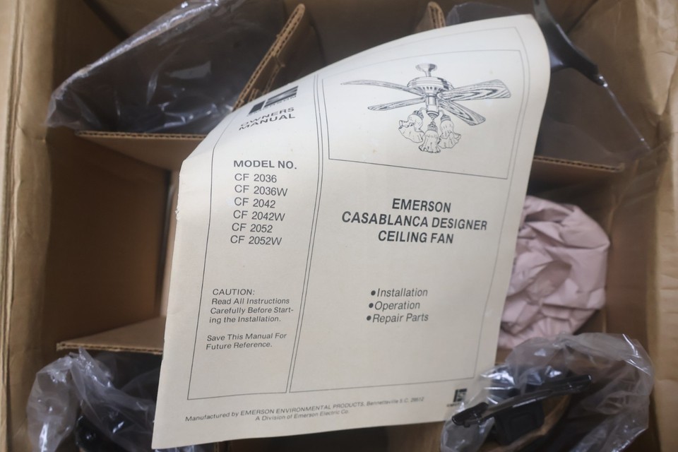 Rare New Open Box Vintage 1980 Emerson Casablanca 52" Ceiling Fan Model ...