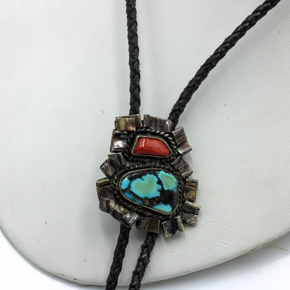 Southwest Sterling Spiny Oyster Shell Tuquoise Onyx Bolo Ties Lot of 3 ...