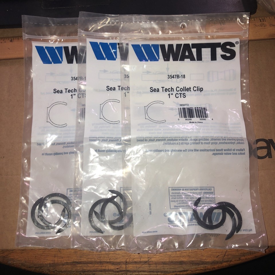Watts Sea-Tech Collet Clip 1” CTS, 3547B-18 Lot of 3 Bags ! | eBay
