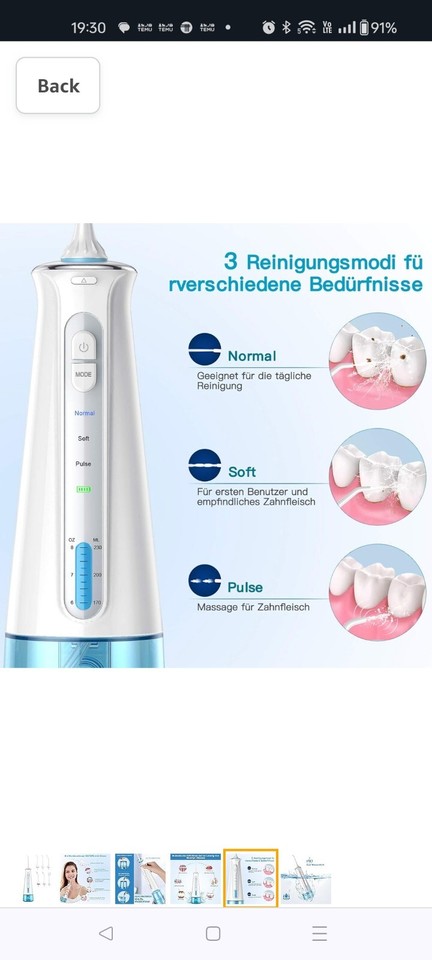 BESTOPE Cordless Water Dental Flosser Dental Oral Irrigator Portable ...