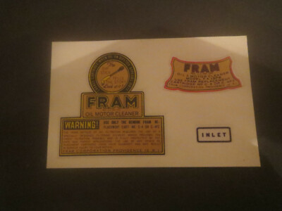 1930s-1950s Fram Oil Filter Restoration Decal Sticker Set 3 Pieces ...