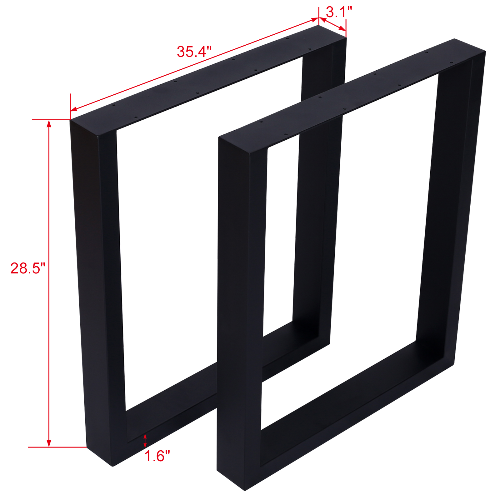 Square Table Legs 28x35, Wide Metal Desk Legs, Heavy Duty Steel, Dining ...