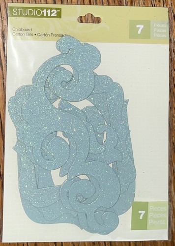 Studio 112 Chipboard Glitter Blue Frames Corners Craft Scrapbook ...