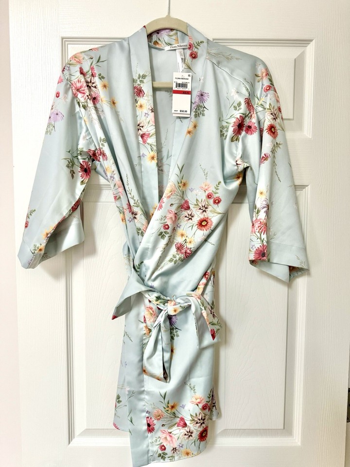 Flora Nikrooz Anthropologie Floral Bath Robe Dressing Gown Kimono Women ...