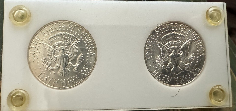 1964 P & D Silver Kennedy Half Dollars in Display Case 2 Silver Half ...