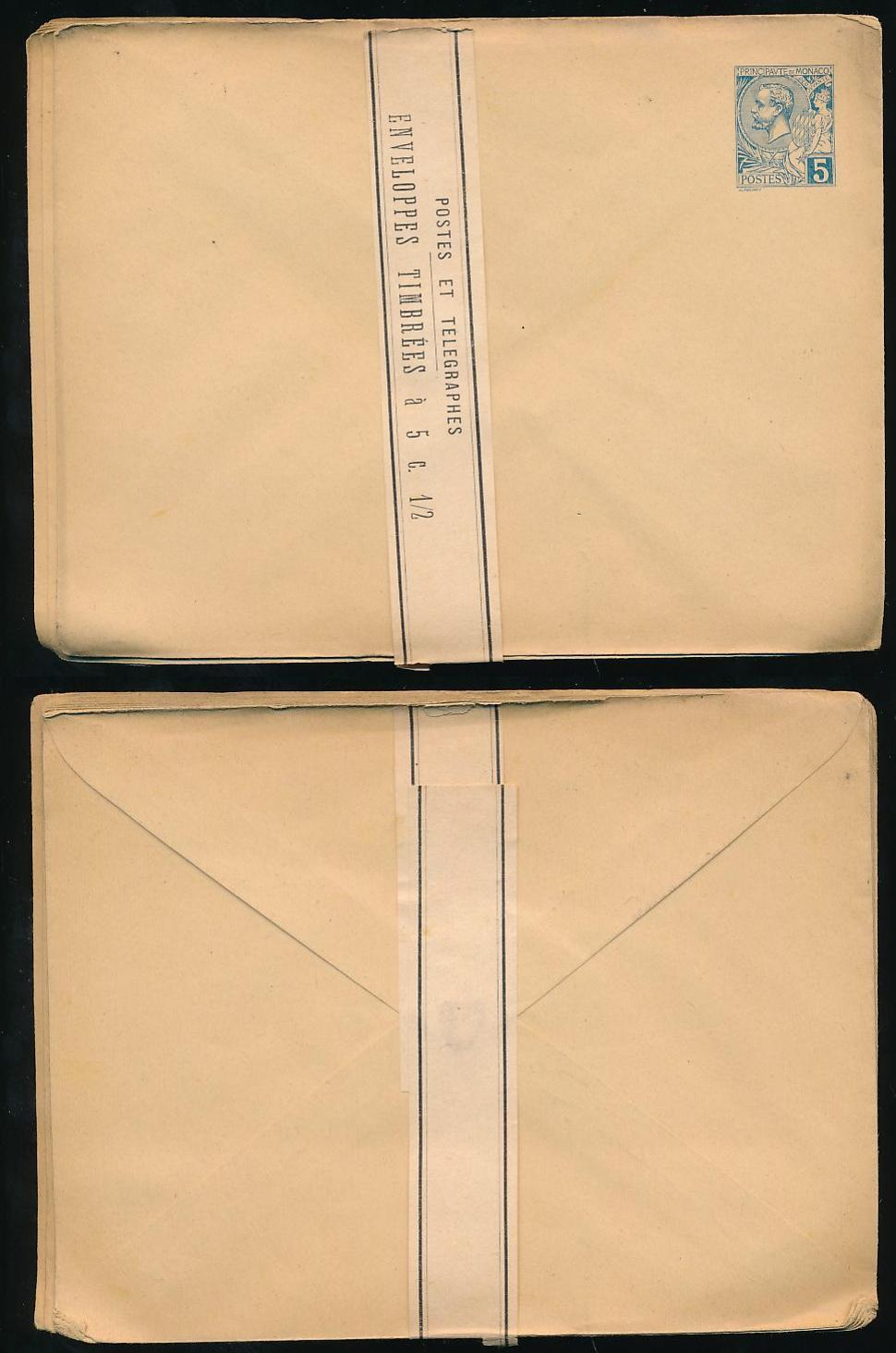 MONACO 1890 POSTAL STATIONERY PACK of 7 ENVELOPES 5c with BAND | eBay