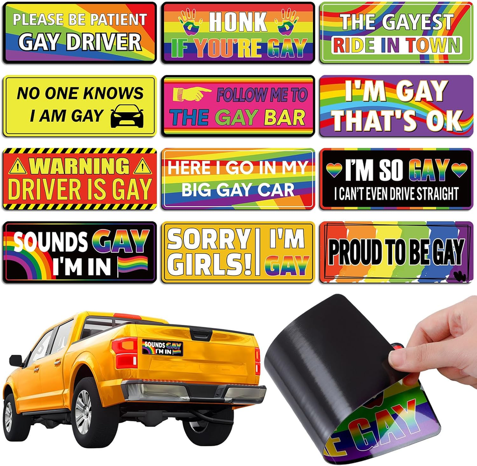 12 Pcs LGBT Rainbow Pride Magnetic Stickers for Vehicles and Fridges | eBay