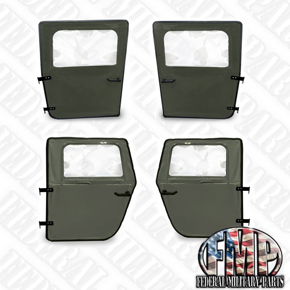 AUCTION - 4 Soft Canvas Doors, 2 Front & 2 Rear, Green, Fits Military ...