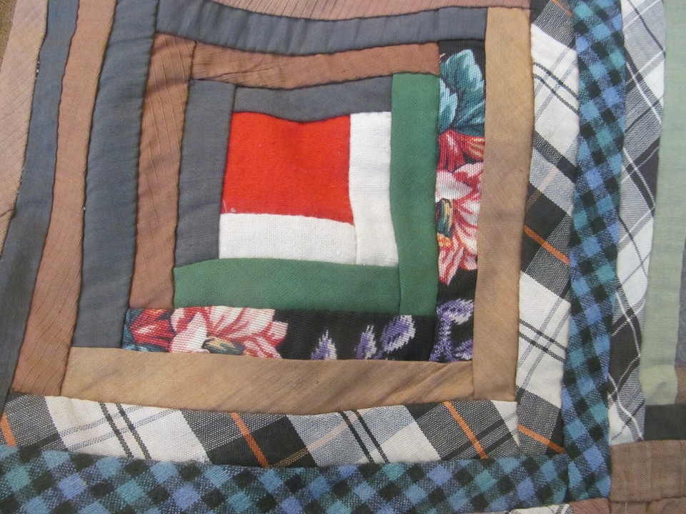 Late 1800s Victorian LOG CABIN Barn Raising Antique Handmade Quilt 68 x ...