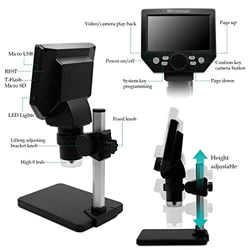 USB Digital LCD Microscope Micsci 4.3 Inch Screen 1000x Magnification ...
