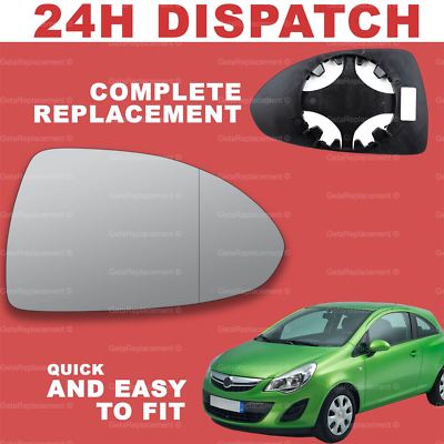 For Vauxhall Corsa D 06-14 wing door mirror glass Right side w/ blind ...