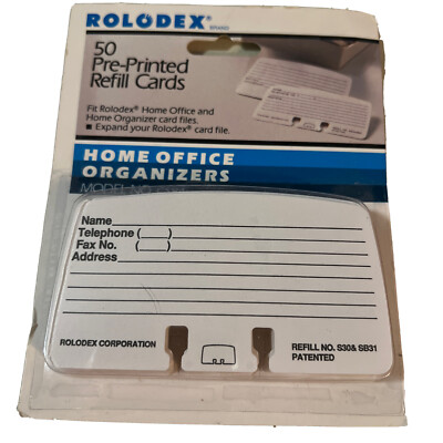Vintage Rolodex CS84 White Printed Refill Cards 50 Address/Phone Cards ...